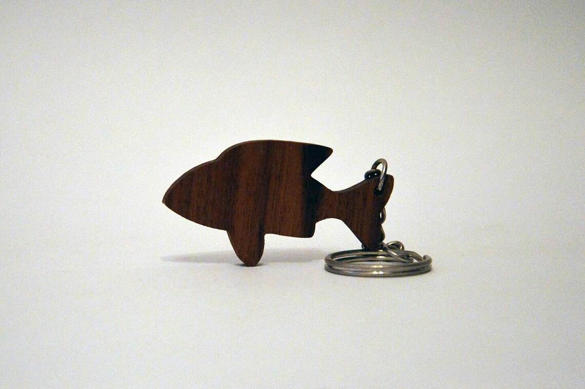 Wooden Fish Keychain Walnut Wood Animal Keychain | Etsy