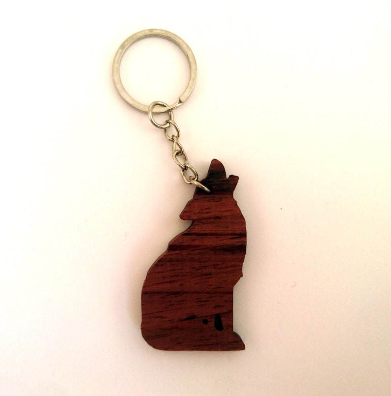 Wooden Wolf Keychain, Walnut Wood, Animal Keychain, Environmental ...