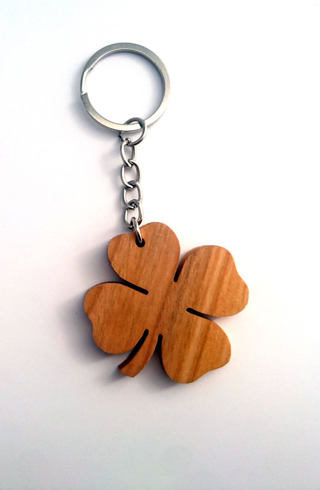 Wooden Four Leaf Keychain, Cherry, Lucky Keychain, Environmental ...