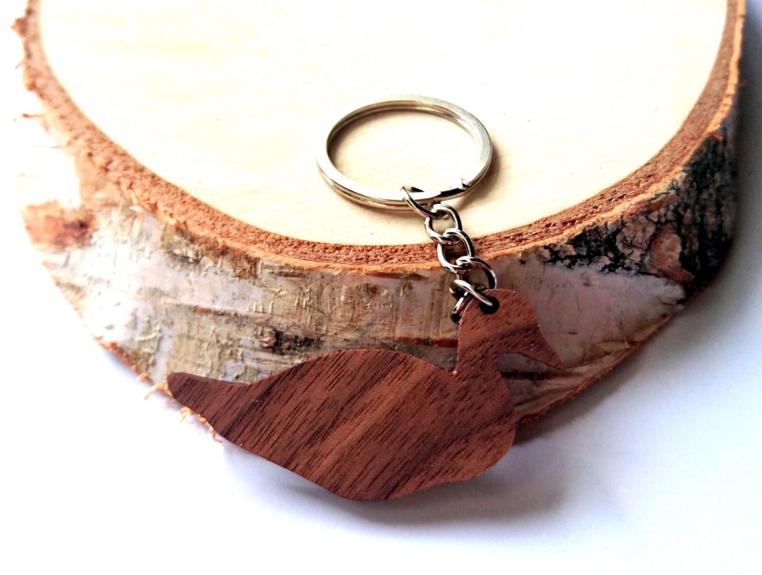 Wooden Duck Keychain Walnut Wood Animal Keychain | Etsy