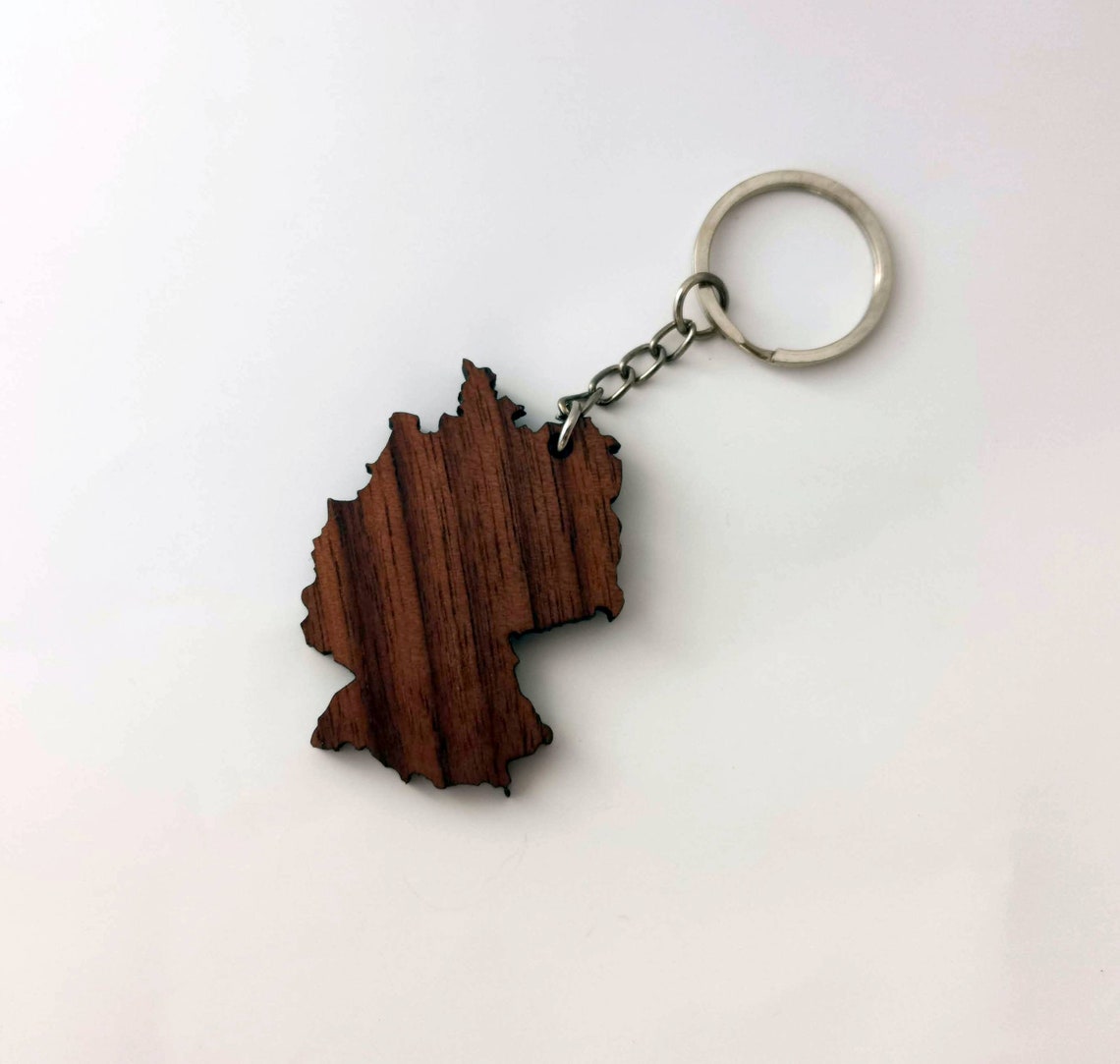 Germany Shape Wooden Keychain, Walnut Wood, Europe Keychain ...