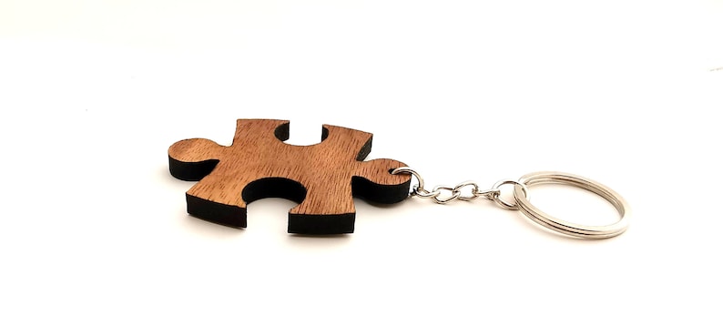 Puzzle Wooden Keychain, Walnut Wood, Puzzle Piece Keychain ...