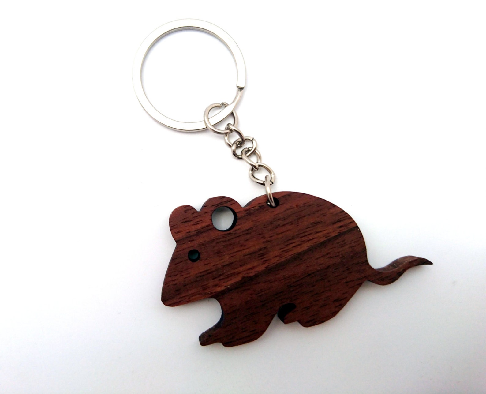 Wooden Mouse Keychain Walnut Wood Animal Keychain - Etsy