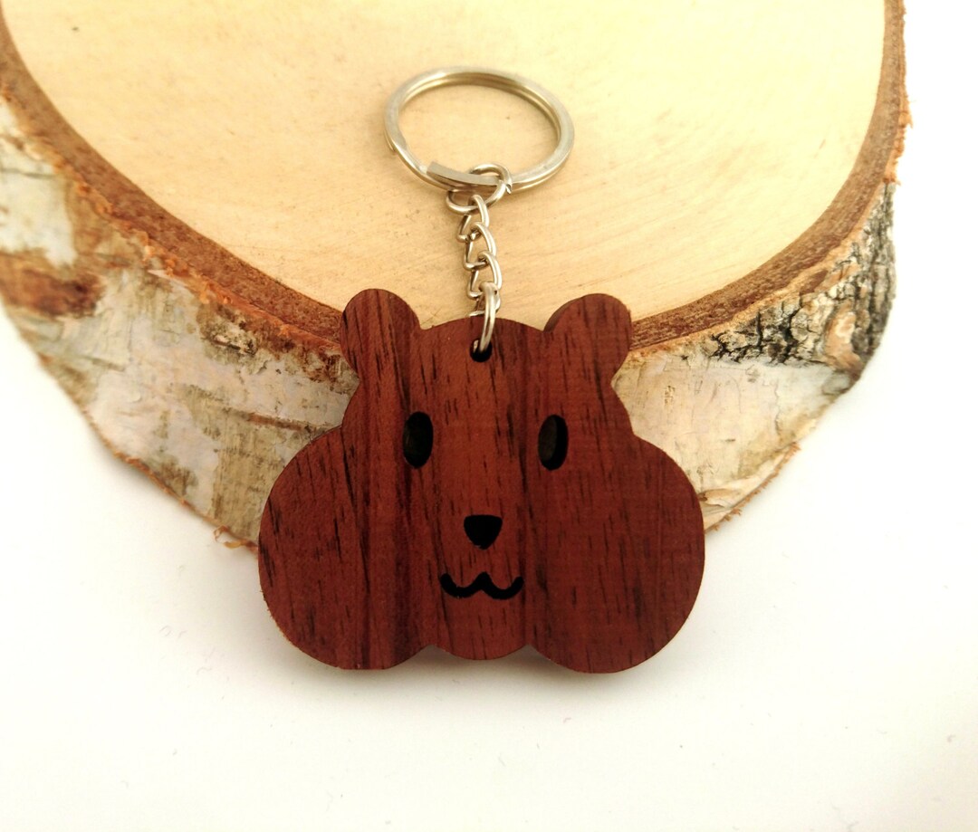 Hamster Wooden Keychain, Walnut Wood, Animal Keychain, Environmental ...