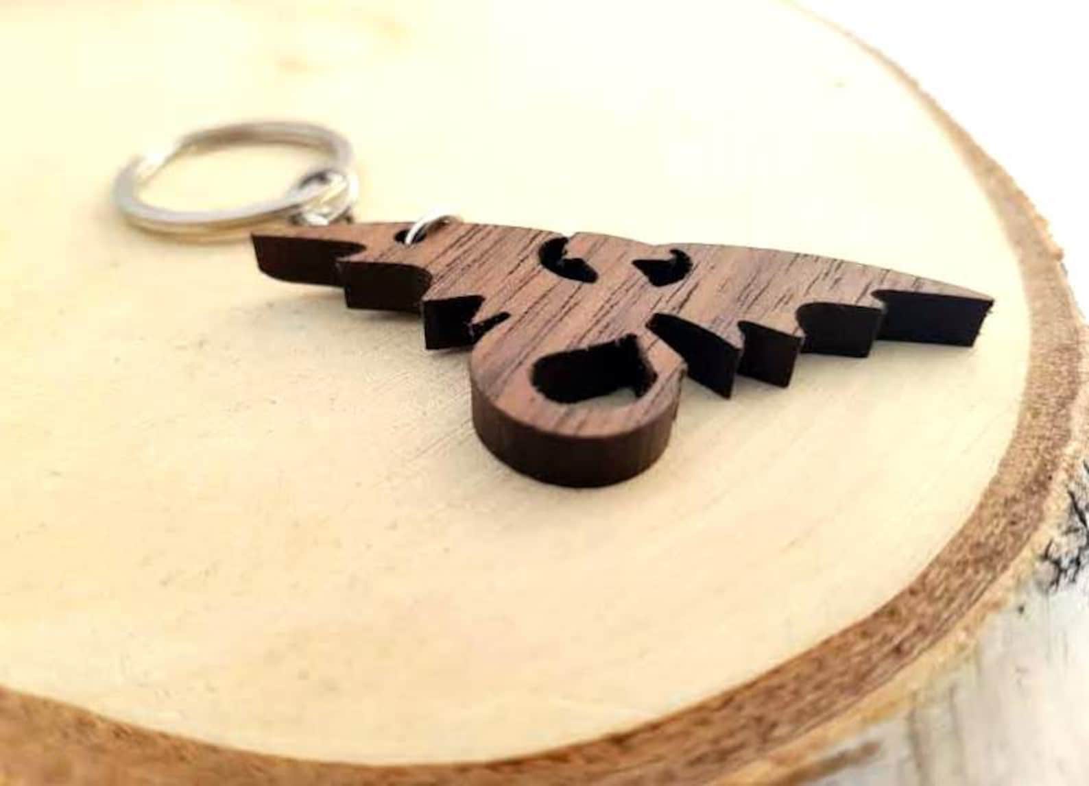Dragon Wooden Keychain Walnut Wood Cool Keychain - Etsy