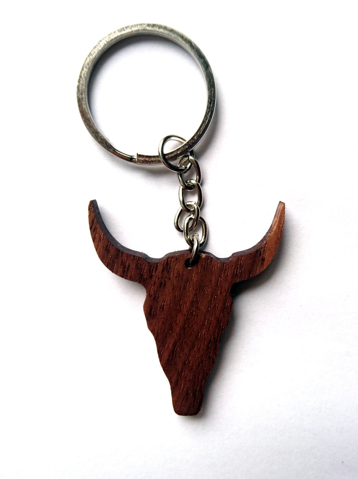 Wooden Cow Skull Keychain Walnut Wood Animal Keychain - Etsy