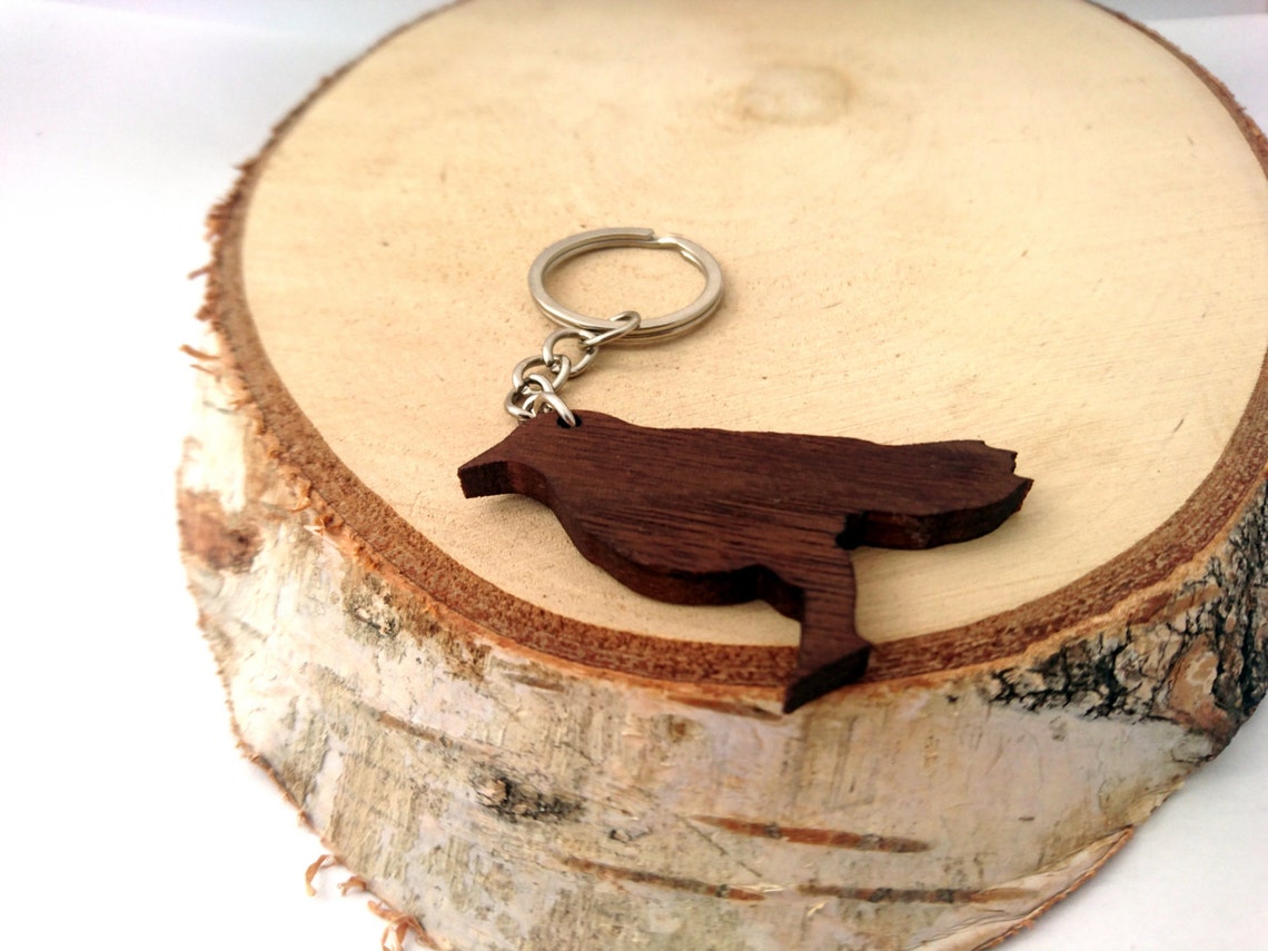 Wooden Crow Keychain Animal Keychain Black Crow Animal - Etsy