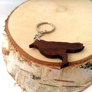 Wooden Crow Keychain, Animal Keychain, Black Crow Animal Keychain, Bird ...