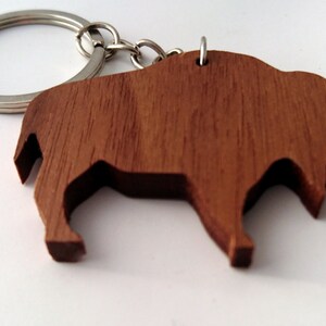 Wooden Buffalo Keychain, Walnut Wood, Animal Keychain, Environmental ...