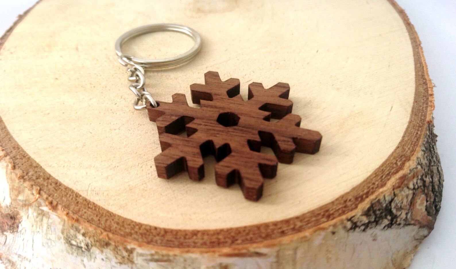 Wooden Snowflake Keychain Winter's Wooden Keychain Cool | Etsy
