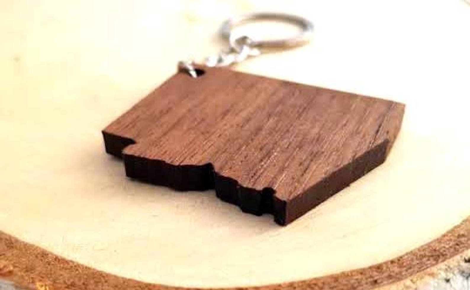 Arizona Shape Wooden Keychain, Walnut Wood, USA States, Custom ...