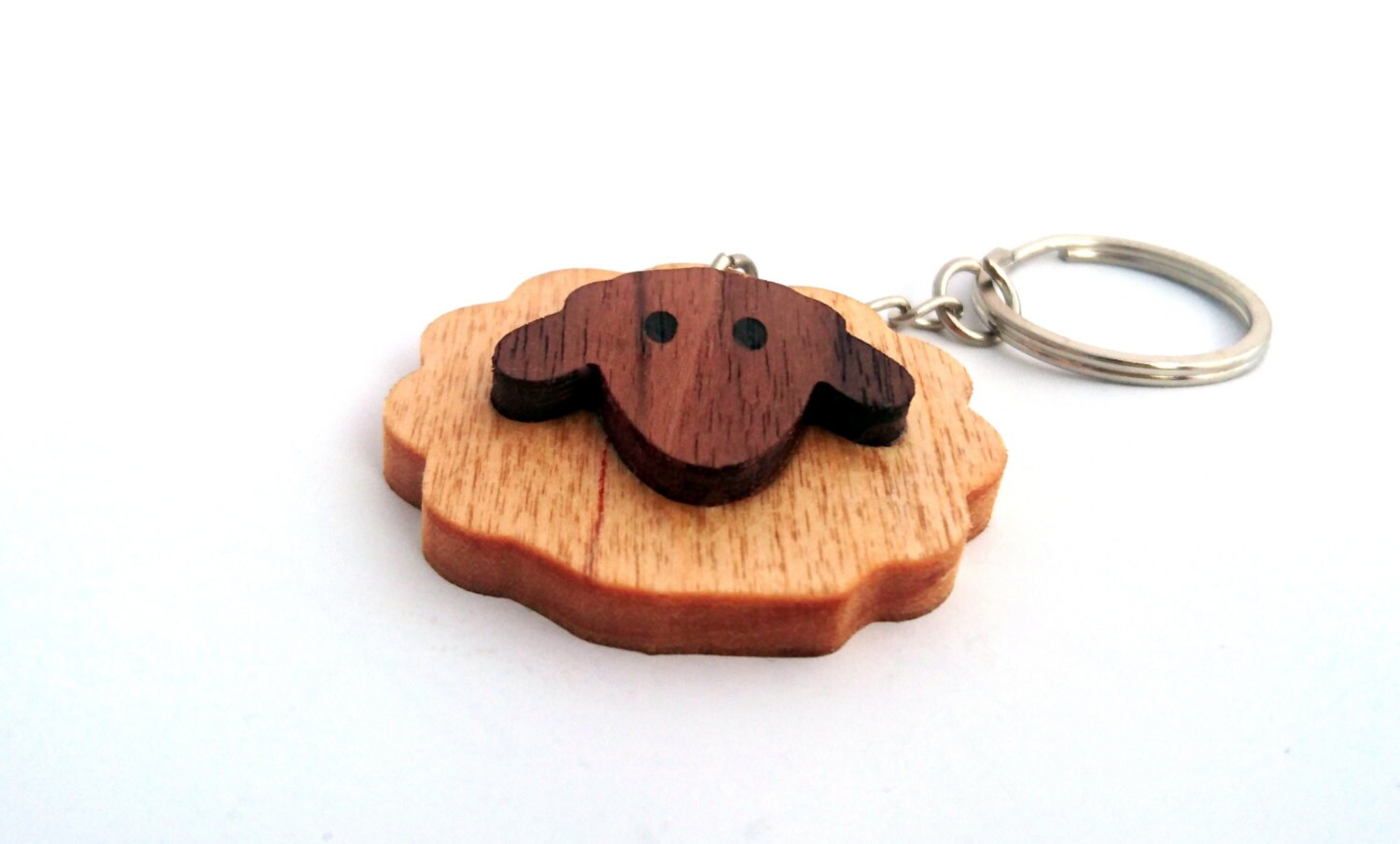 Cute Sheep Wooden Keychain, Walnut Wood, Birch Wood, Animal Keychain ...