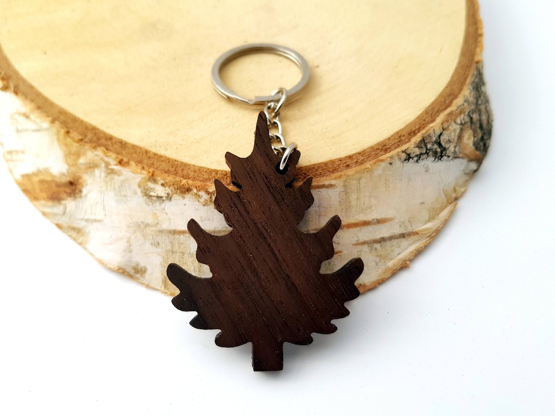 Spruce Tree Wooden Keychain, Christmas Tree Keychain, Nature Keychain ...