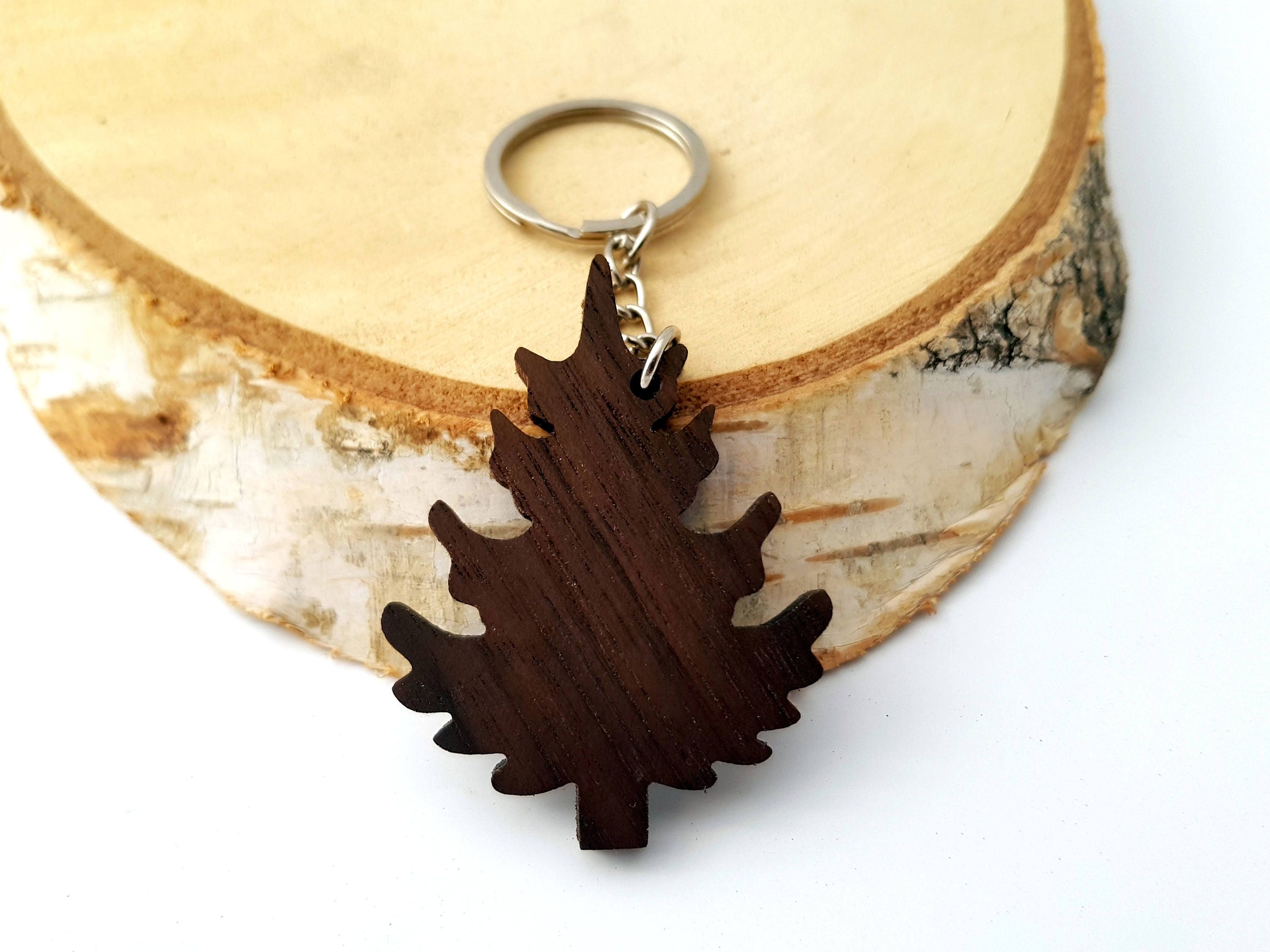 Spruce Tree Wooden Keychain Christmas tree Keychain Nature | Etsy