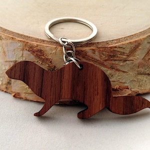 Wooden Otter Keychain, Walnut Wood, Animal Keychain, Environmental ...