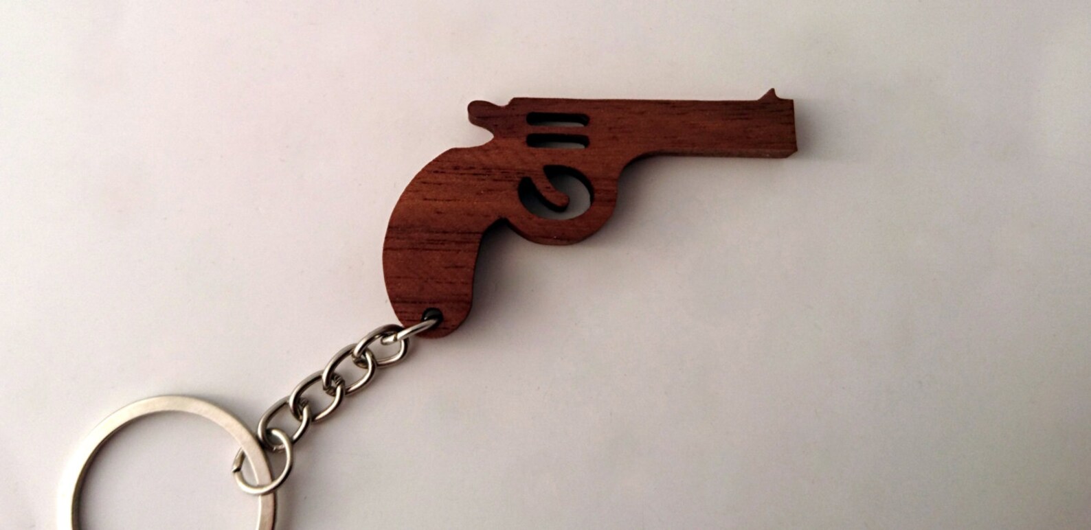 Wooden Gun Keychain Walnut Wood Revolver Keychain | Etsy