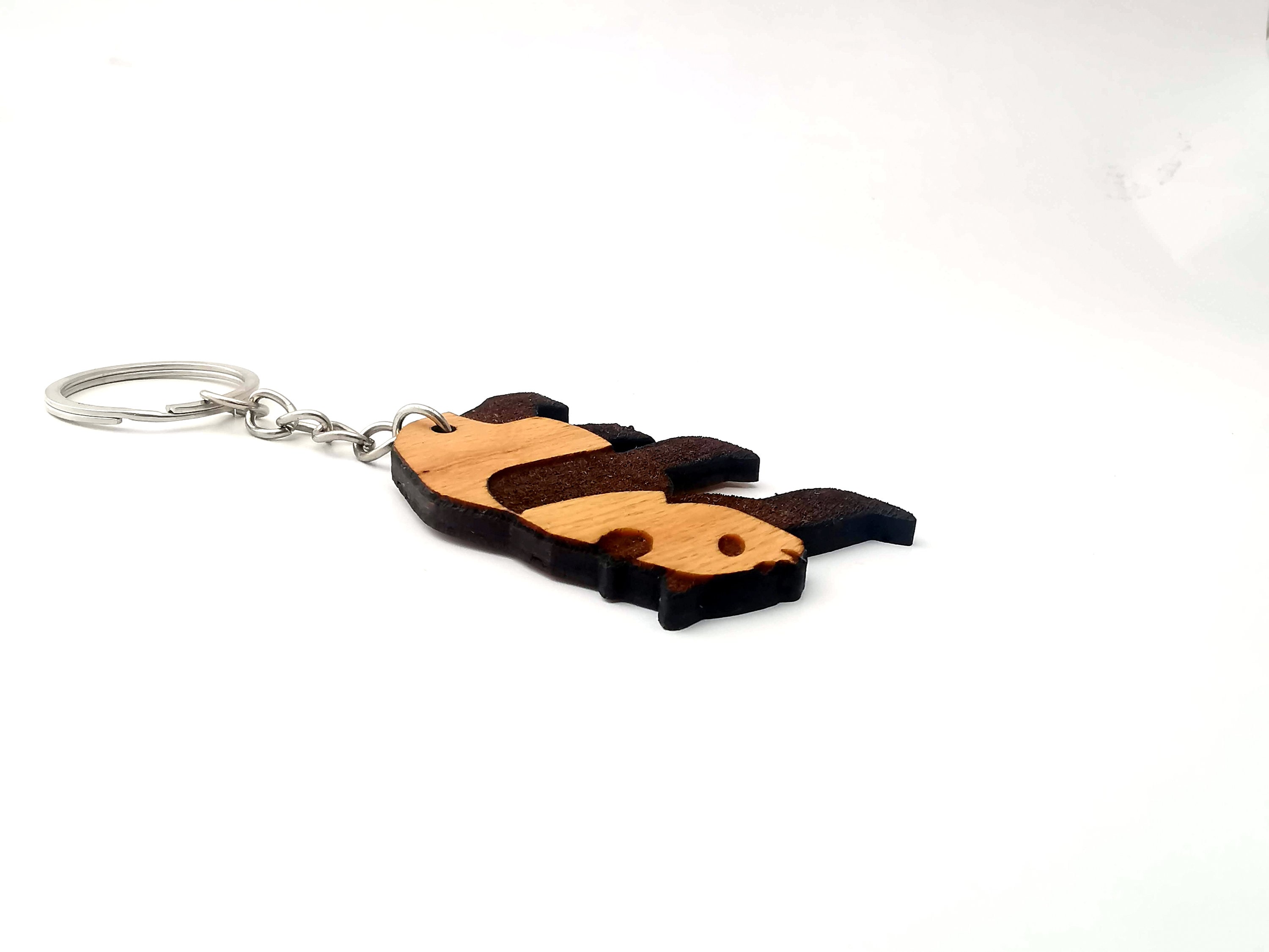 Panda Bear Wooden Keychain Beech Wood Animal Keychain - Etsy