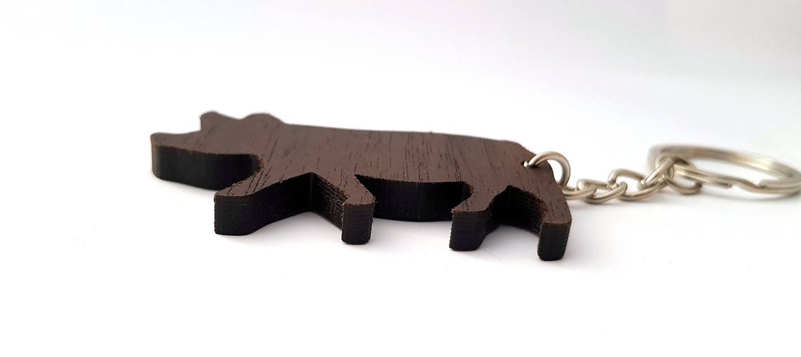 Wooden Pig Keychain Walnut Wood Animal Keychain | Etsy