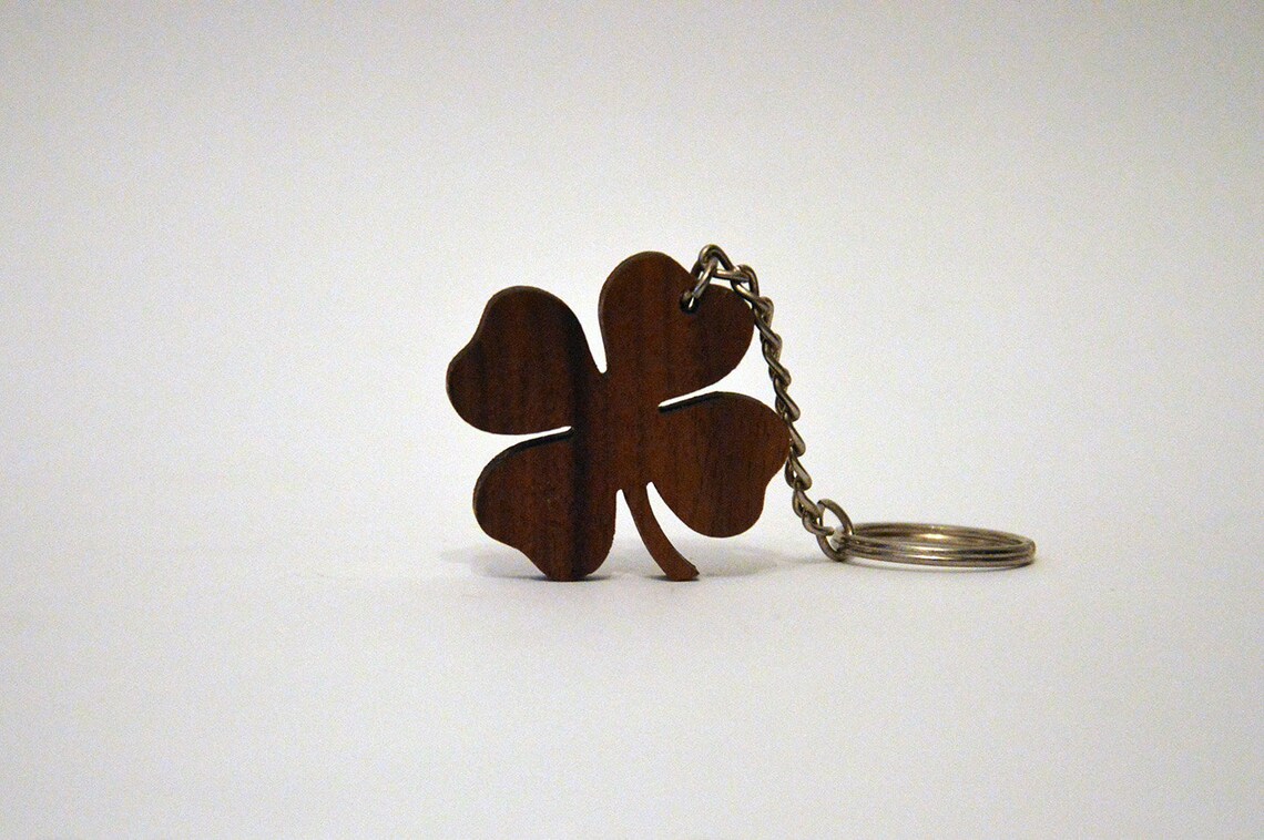 Wooden Four Leaf Keychain Walnut Wood Birch Wood Mahogany | Etsy