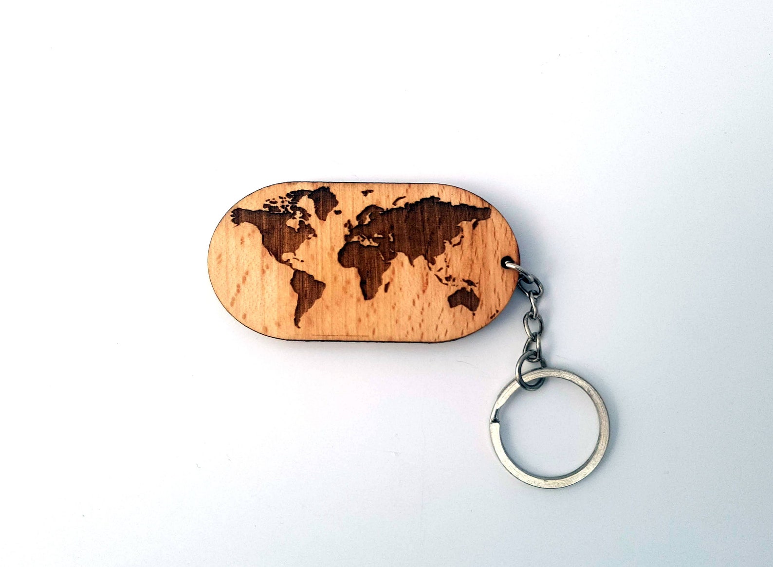 Wooden Beech World Map Keychain Home Planet Wooden Keychain | Etsy