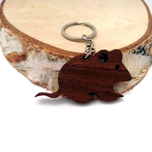 Wooden Wolf Keychain Walnut Wood Animal Keychain - Etsy