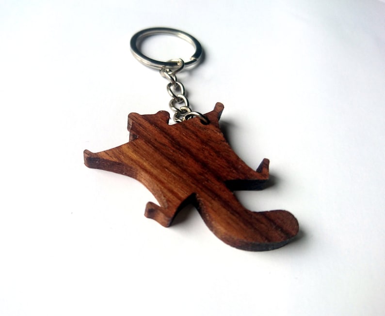 Flying Squirrel Wooden Keychain Squirrel Animal Keychain - Etsy