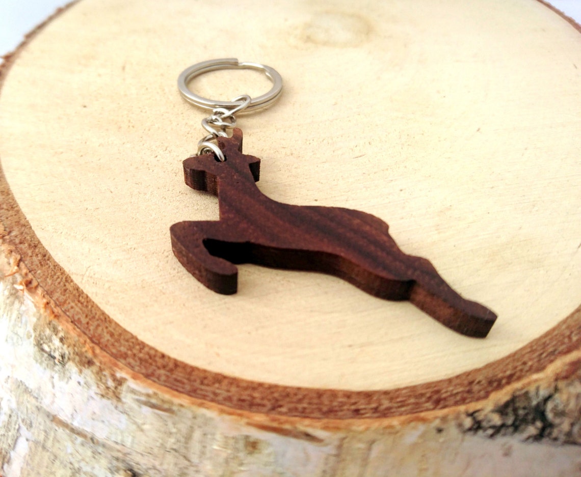 Wooden Deer Keychain Animal Keychain Wild Animal Keychain - Etsy