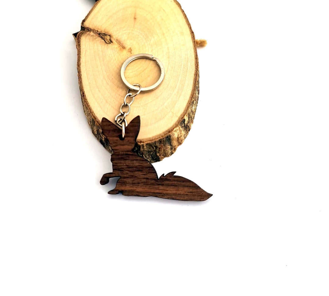 Wooden Desert Fox Keychain, Walnut Wood, Animal Keychain, Environmental ...