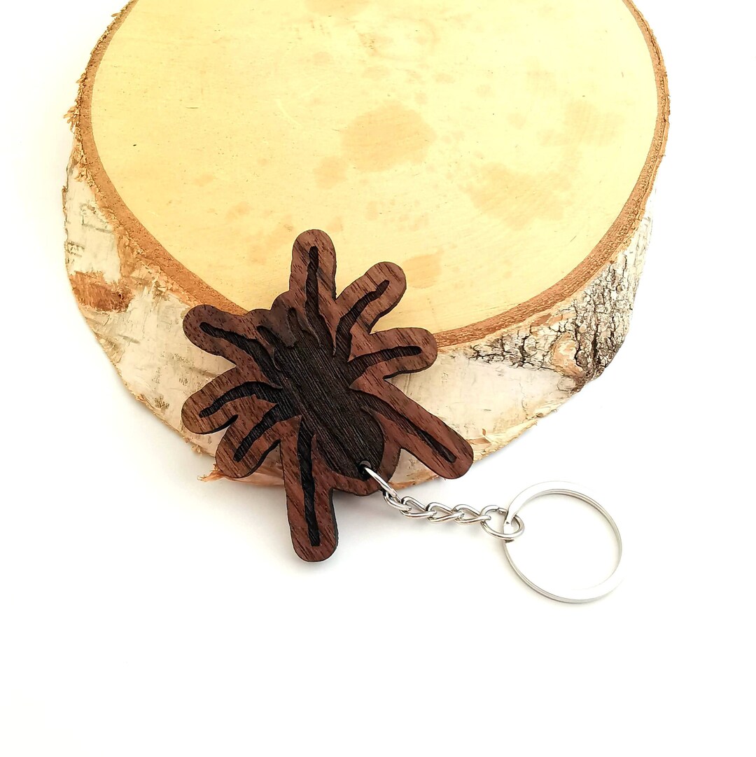 Wooden Spider Keychain, Tarantula Keychain, Wooden Spiders, Walnut Wood ...