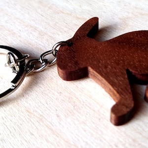 Wooden Rabbit Keychain, Walnut Wood, Animal Bunny Keychain ...