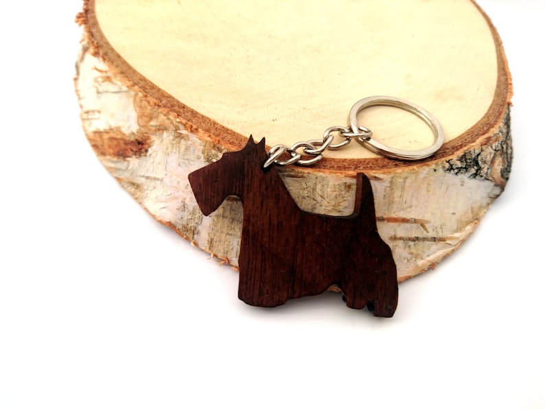 Wooden Scottish Terrier Dog Keychain, Scottie Terrier Animal Keychain ...