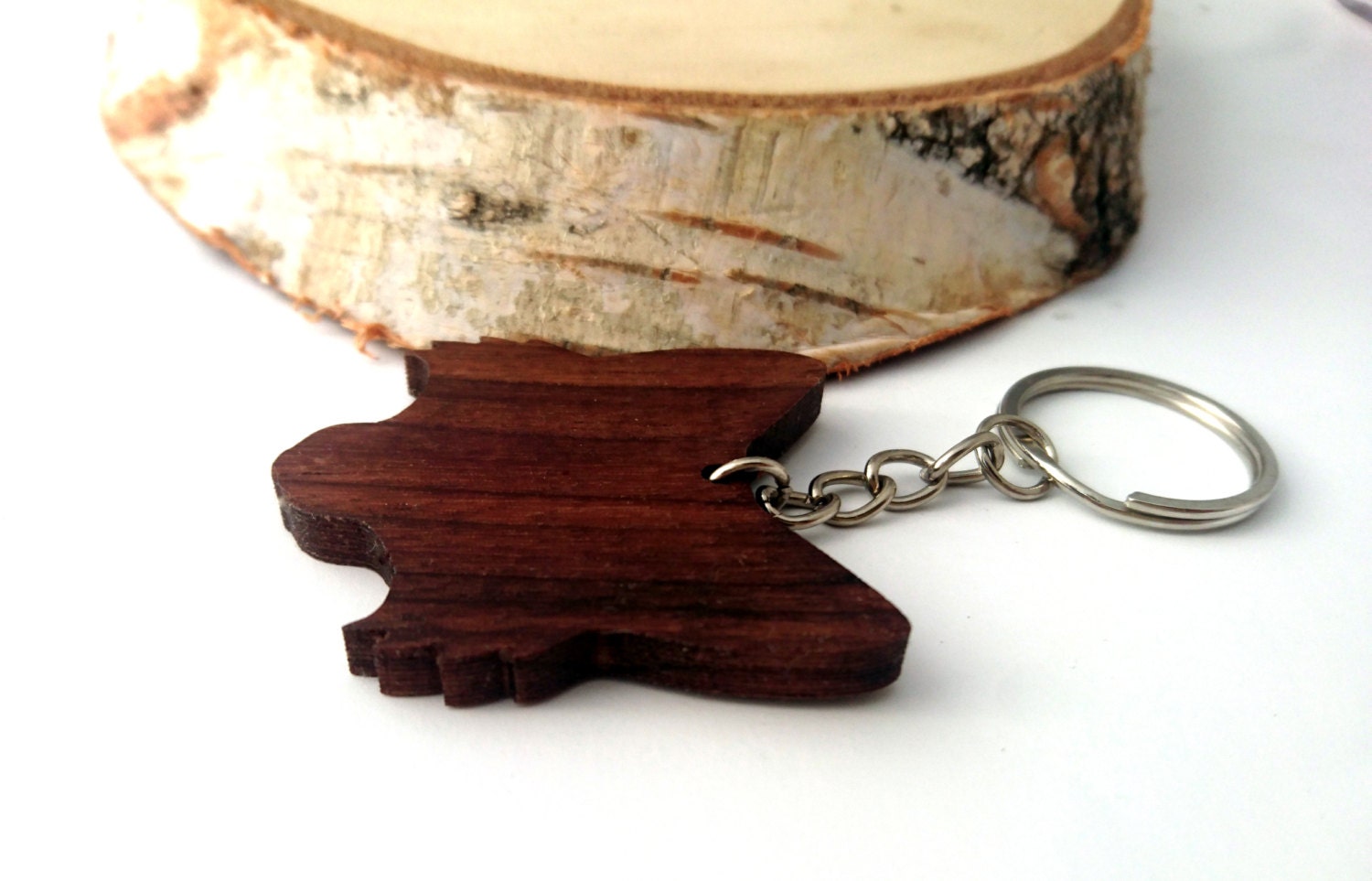 Wooden Fox Head Keychain Walnut Wood Animal Keychain - Etsy