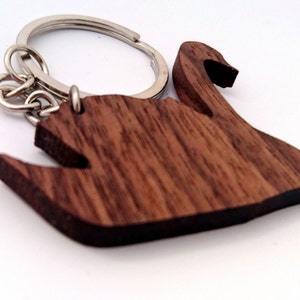 Wooden Swan Keychain, Walnut Wood, Animal Keychain, Environmental ...