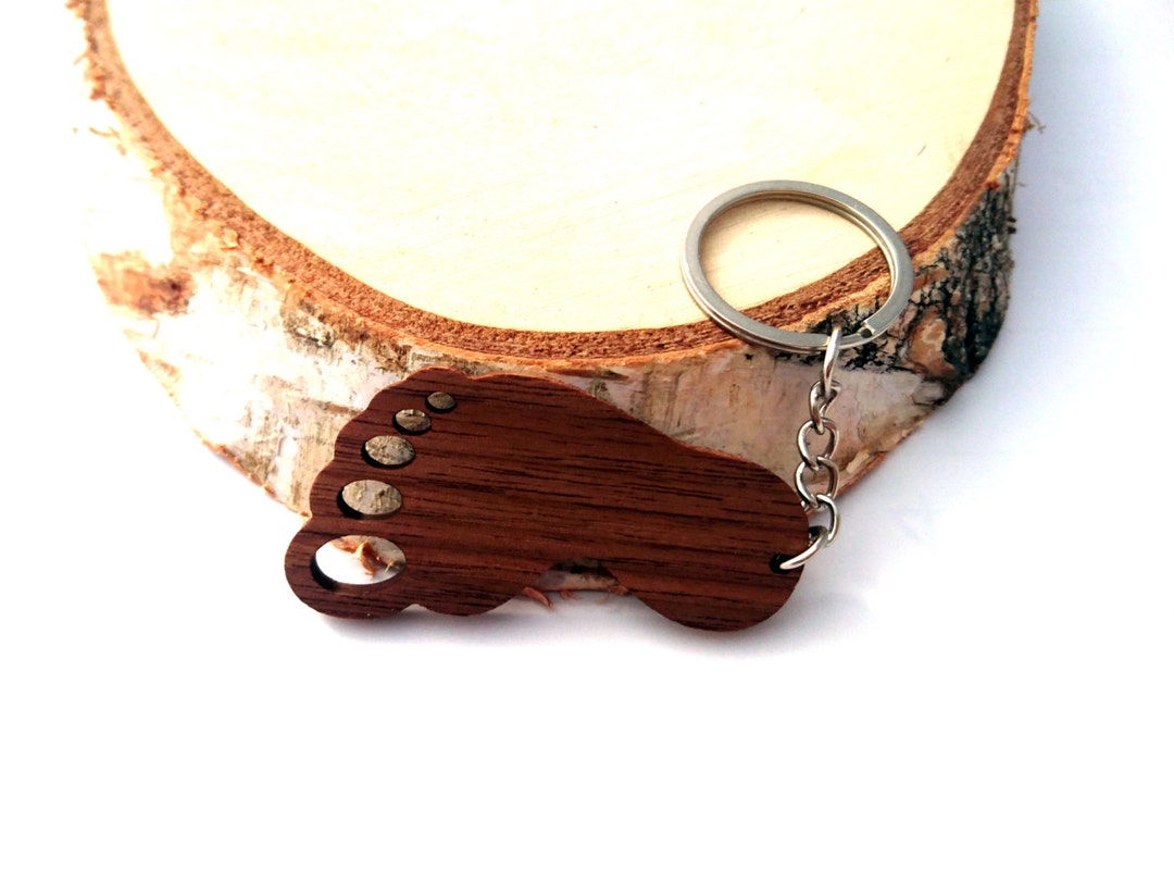 Wooden Foot Keychain, Human Foot Keychain, Body Part Keychain, Walnut ...
