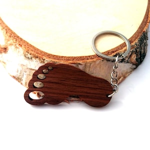 Wooden Foot Keychain, Human Foot Keychain, Body Part Keychain, Walnut ...