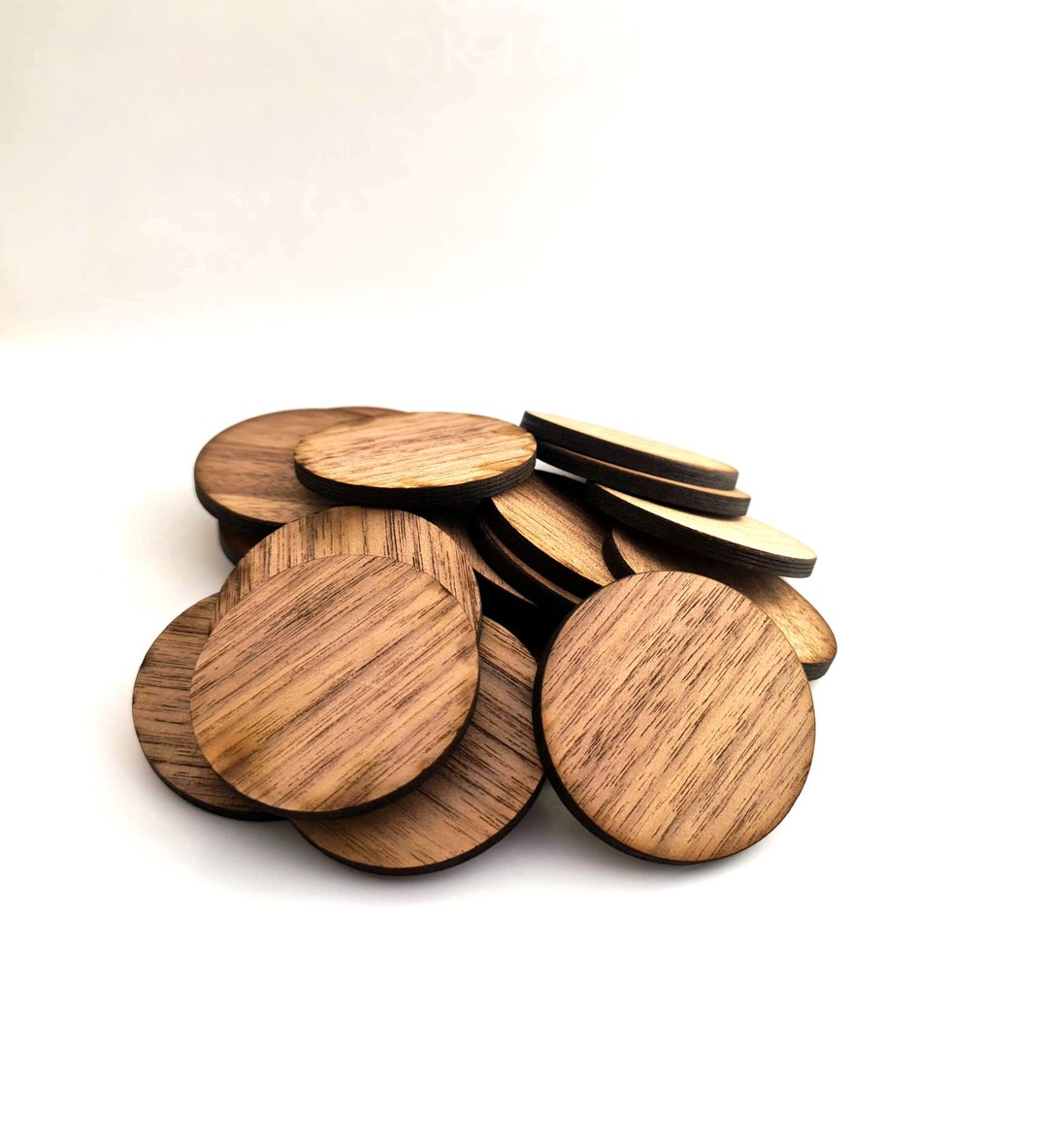 100 Pcs Unsanded Walnut Circles, Unfinished Cutouts, Walnut Wood ...