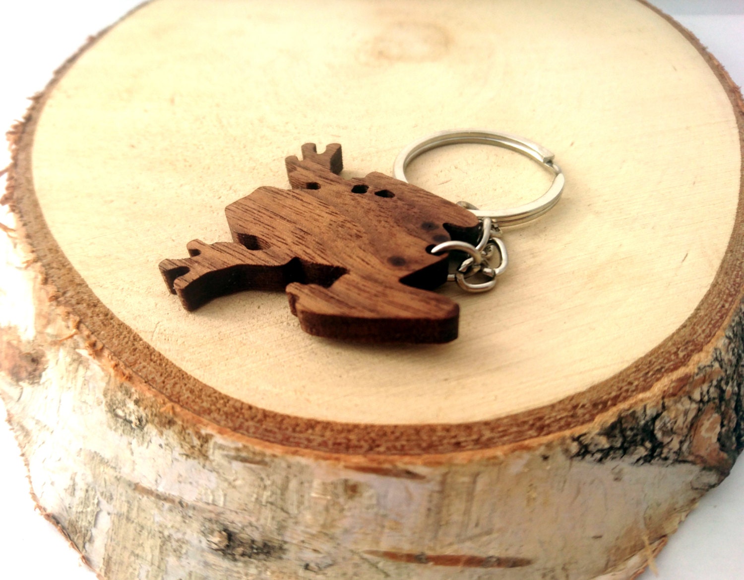 Wooden Frog Keychain Animal Keychain Cute Animal Keychain | Etsy