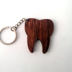 Tooth Wooden Keychain, Walnut Wood, Human Tooth Keychain, Custom ...