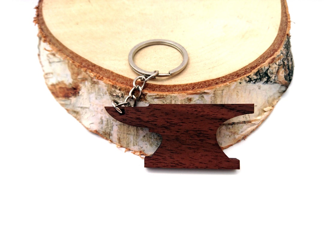 Wooden Anvil Keychain, Walnut Wood, Blacksmith's Keychain ...