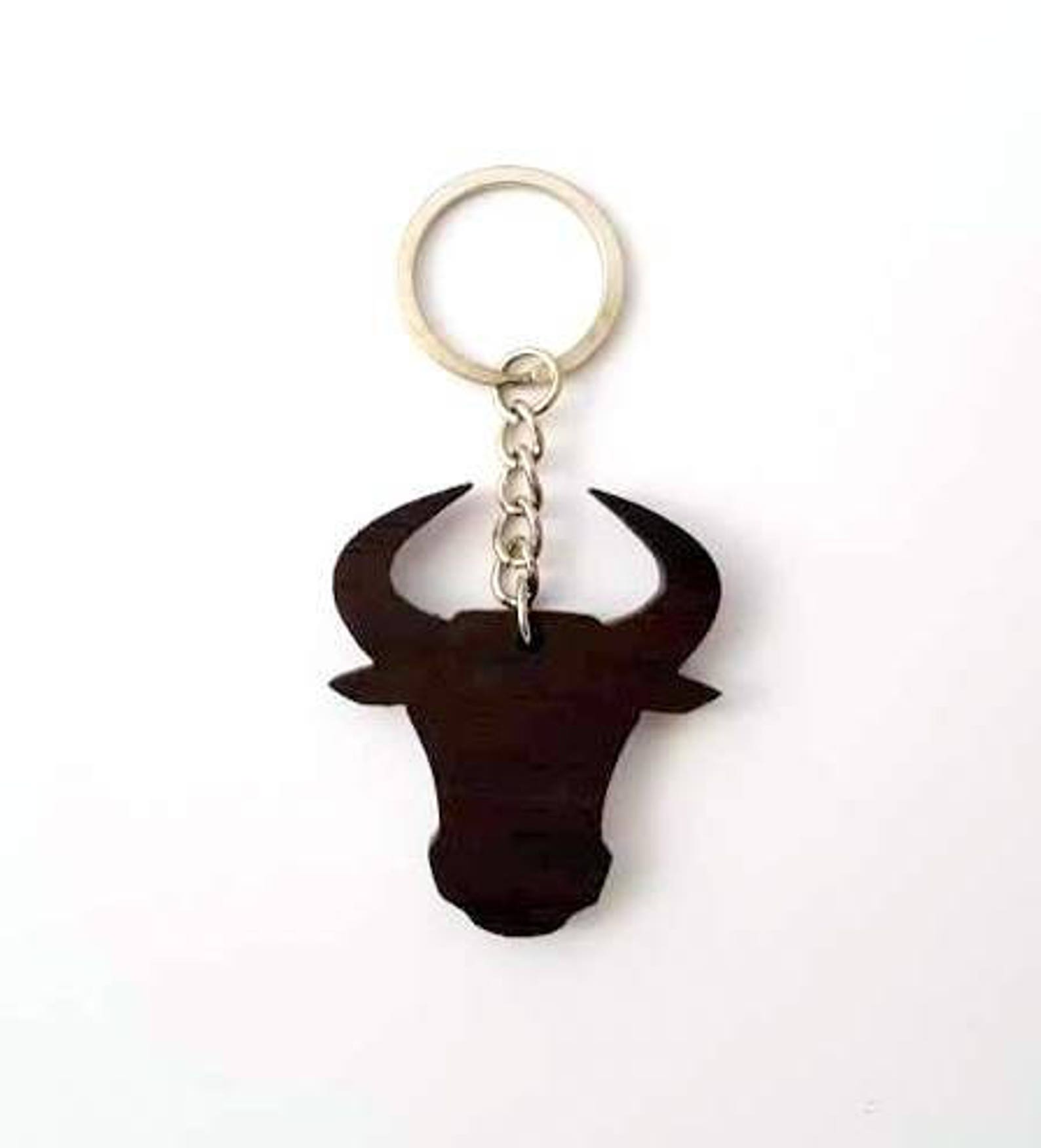 Wooden COW or BULL Head Keychain Walnut Wood Animal | Etsy