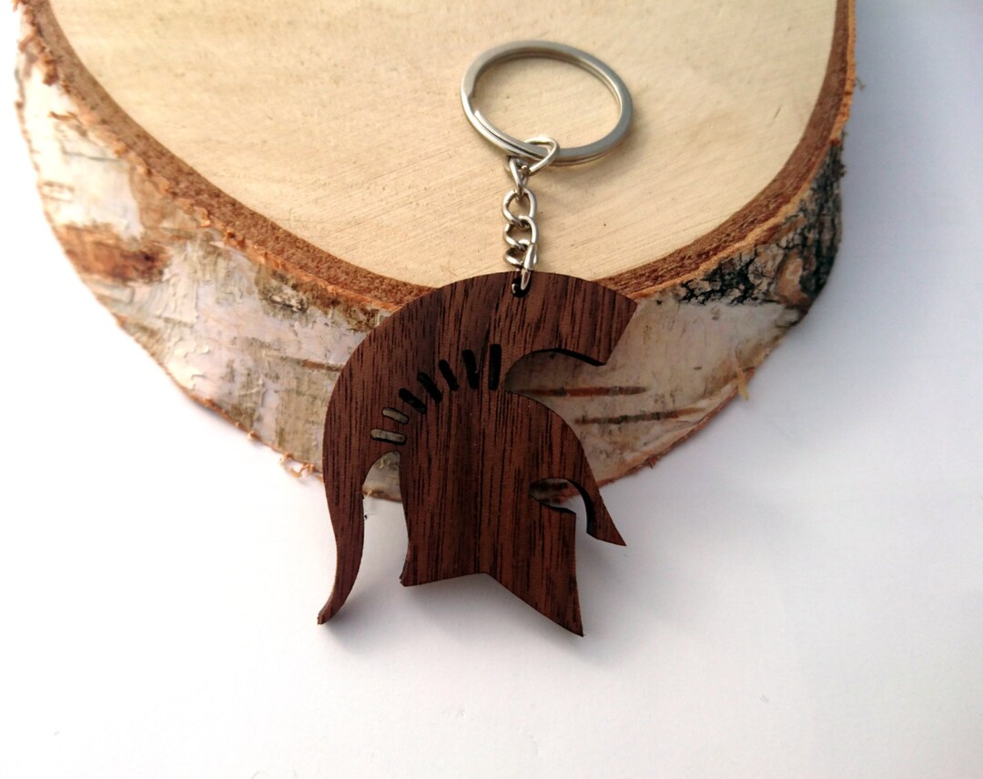 Wooden Spartan HELMET Keychain, Spartan Warrior Keychain, Spartan ...