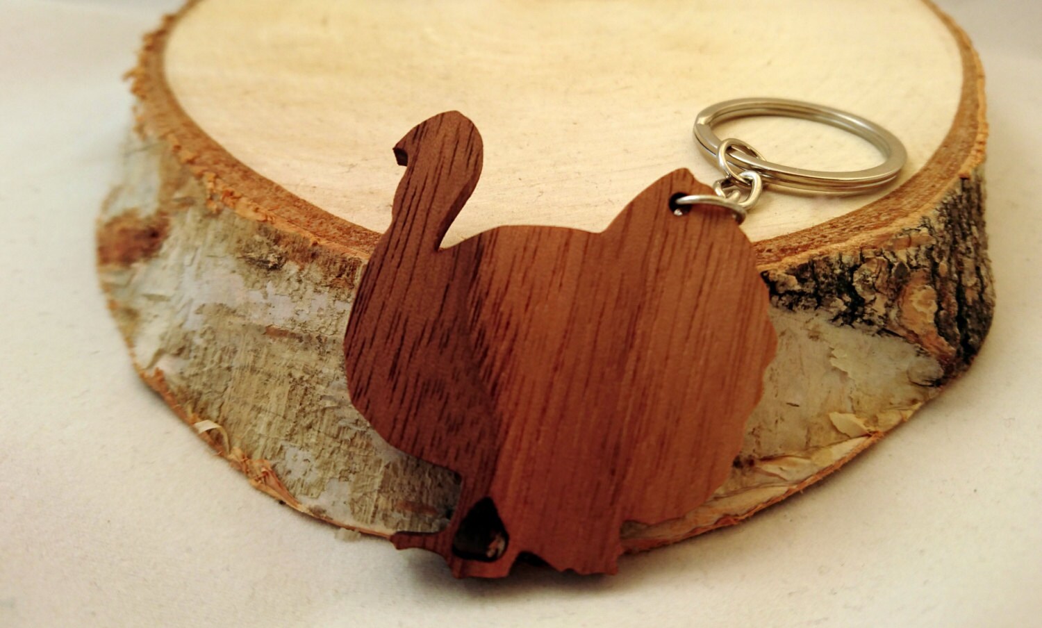 Wooden Turkey Keychain, Walnut Wood, Animal Keychain, Environmental ...