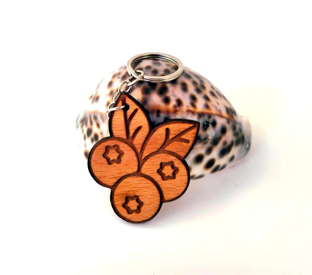 Wooden Blueberry Keychain, Bech Wood Keychain, Funny Keychain ...