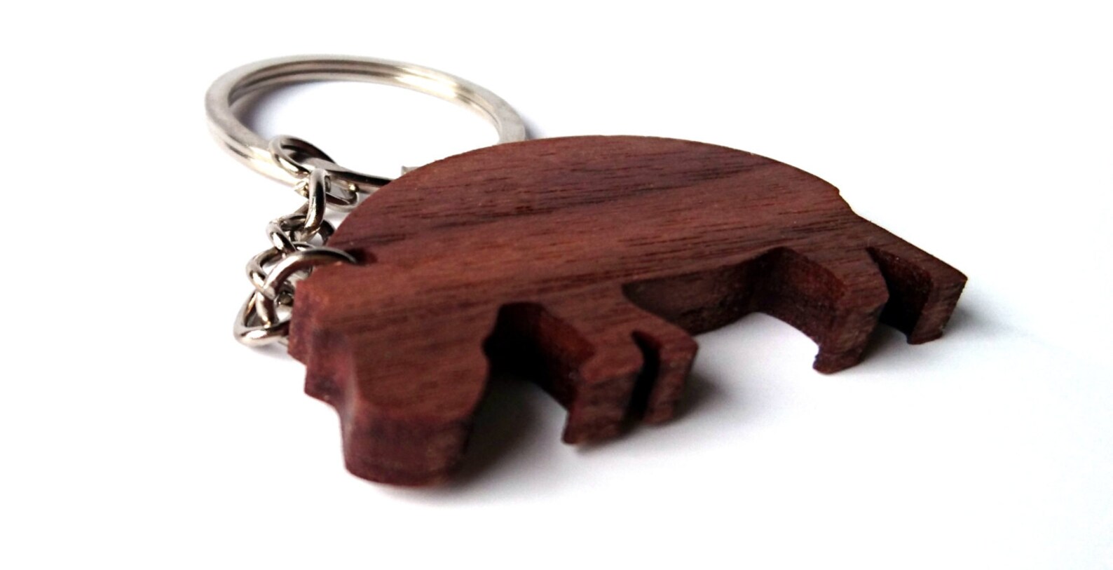 Wooden Hippo Keychain Walnut Wood Animal Keychain - Etsy