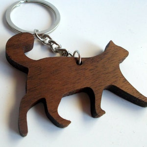 Wooden Cat Keychain, Walnut Wood, Animal Keychain, Environmental ...