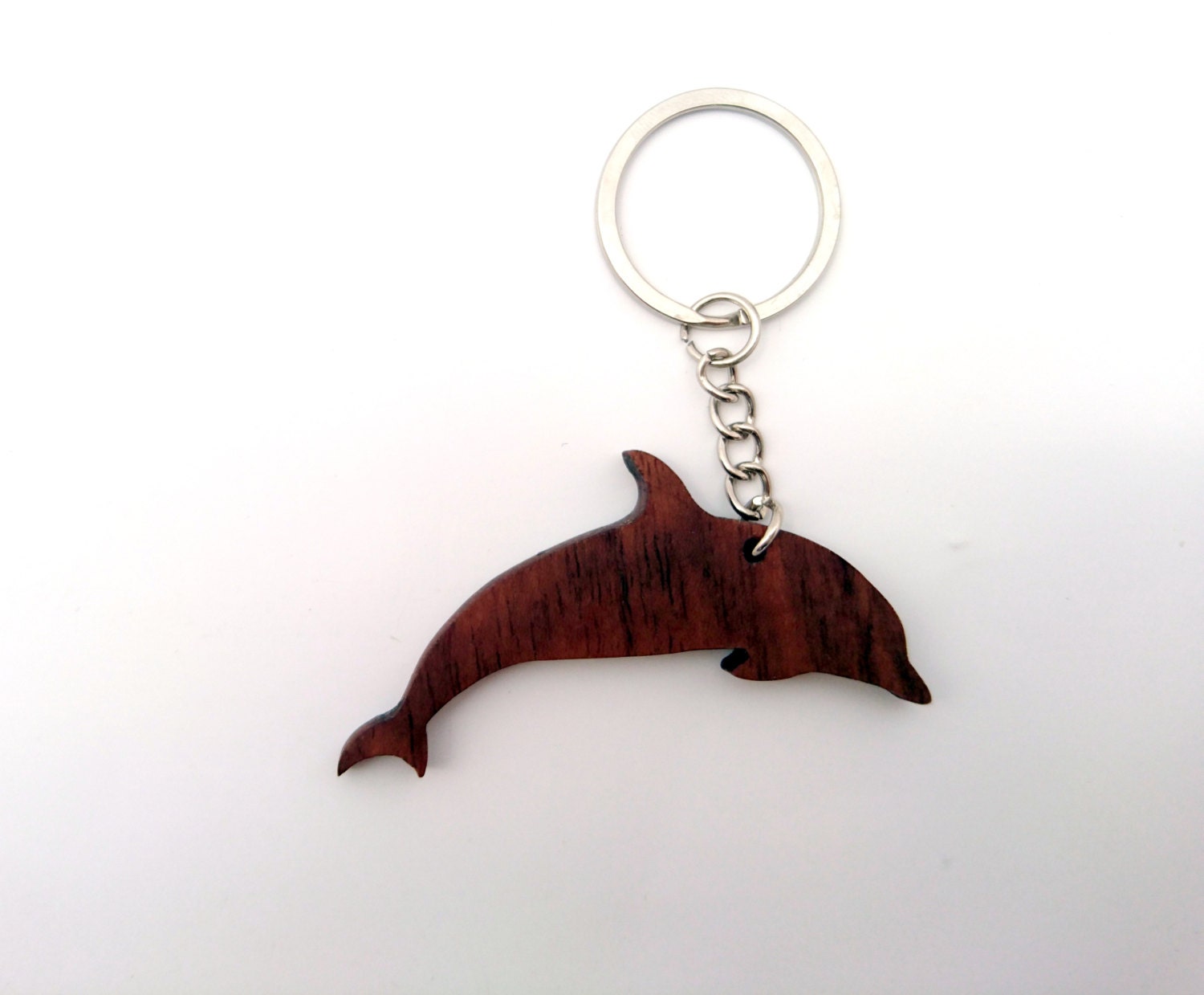 Wooden Dolphin Keychain Walnut Wood Animal Keychain - Etsy