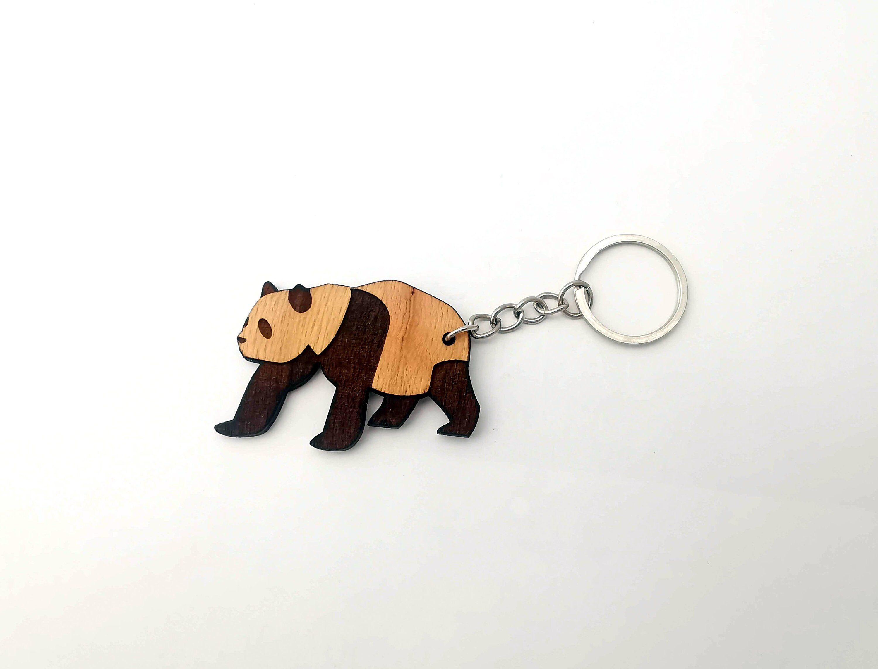Panda Bear Wooden Keychain Beech Wood Animal Keychain - Etsy