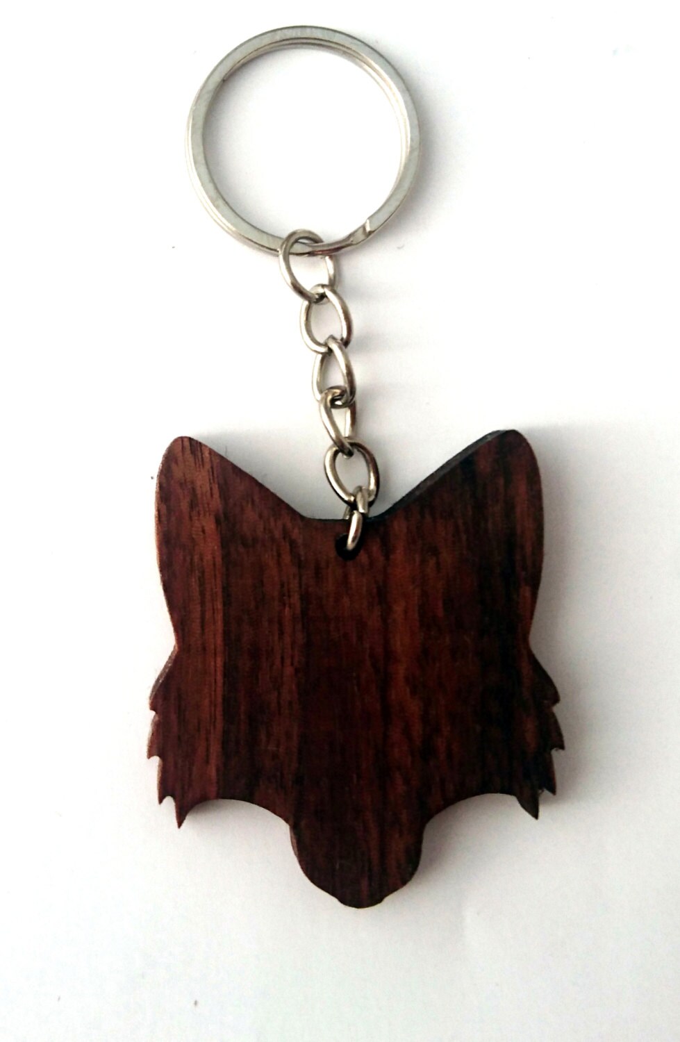 Wooden Fox Head Keychain Walnut Wood Animal Keychain - Etsy