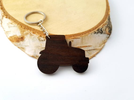 Tractor Wooden Keychain Farmer Keychain Walnut Wood | Etsy