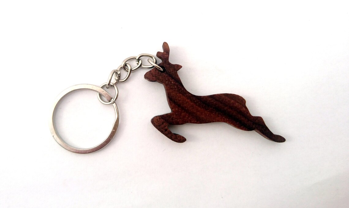 Wooden Deer Keychain Animal Keychain Wild Animal Keychain - Etsy